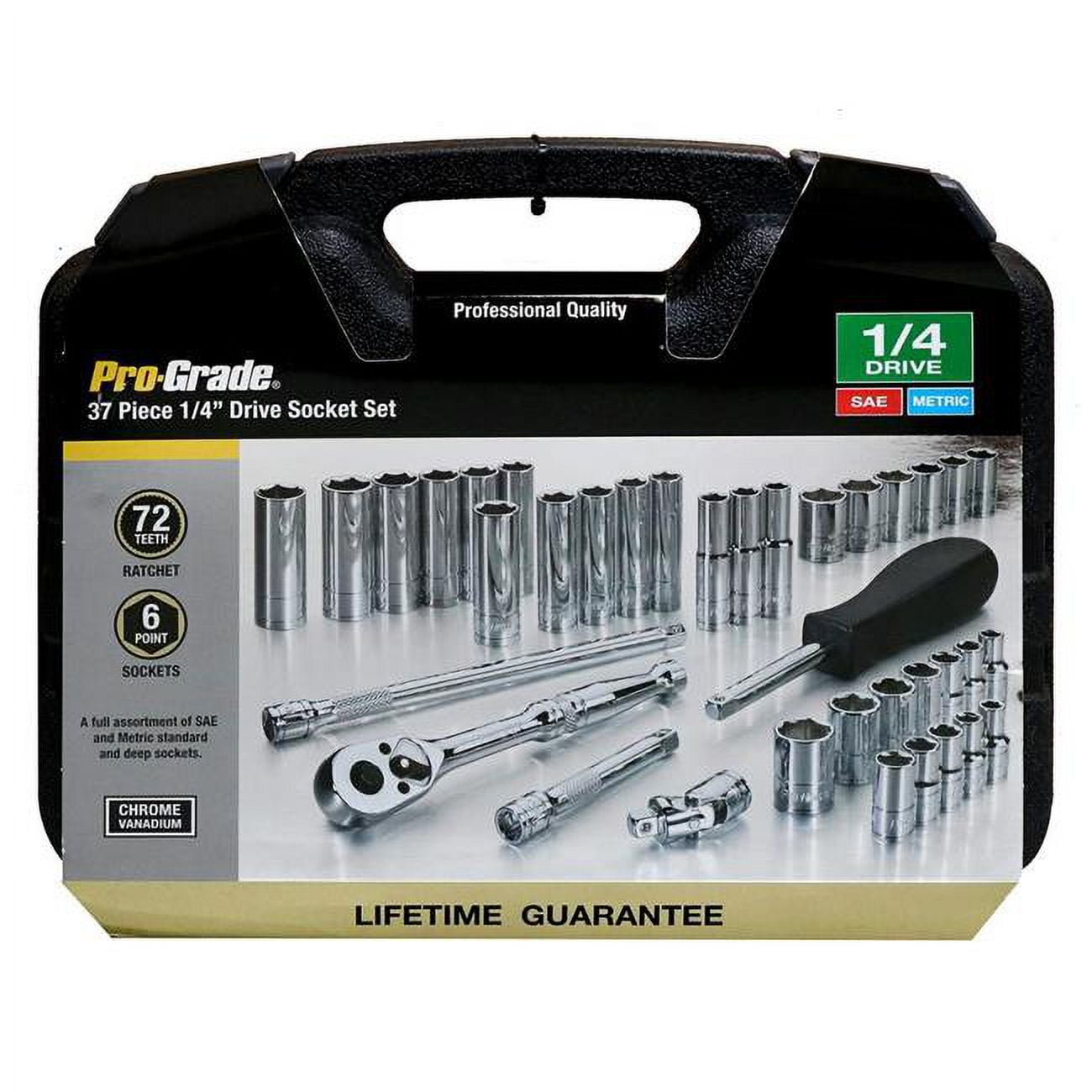 0.25 in. Drive SAE & Metric Socket Set - 37 Piece - Walmart.com