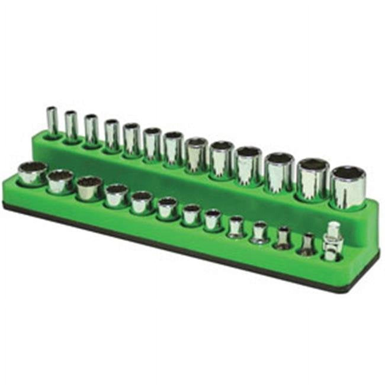 0.25 in. Drive Shallow & Deep 26-Hole Magnetic Socket Organizer, Neon ...