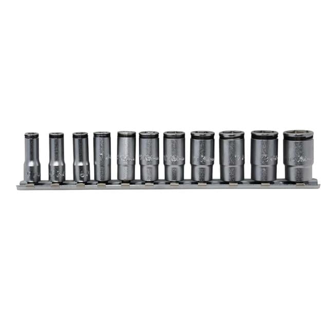 0.25 in. Square Drive Semi-Deep Nut Grip Socket Set - 5 mm to 14 mm ...
