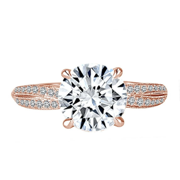 AFFY (0.26 Cttw) Round White Natural Diamond Semi Mount Engagement ...