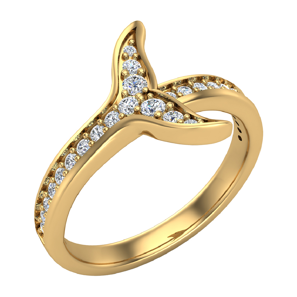 0.26 ct tw Fish-Tail Design Shank Eternity Band Wedding Ring 14K Gold ...