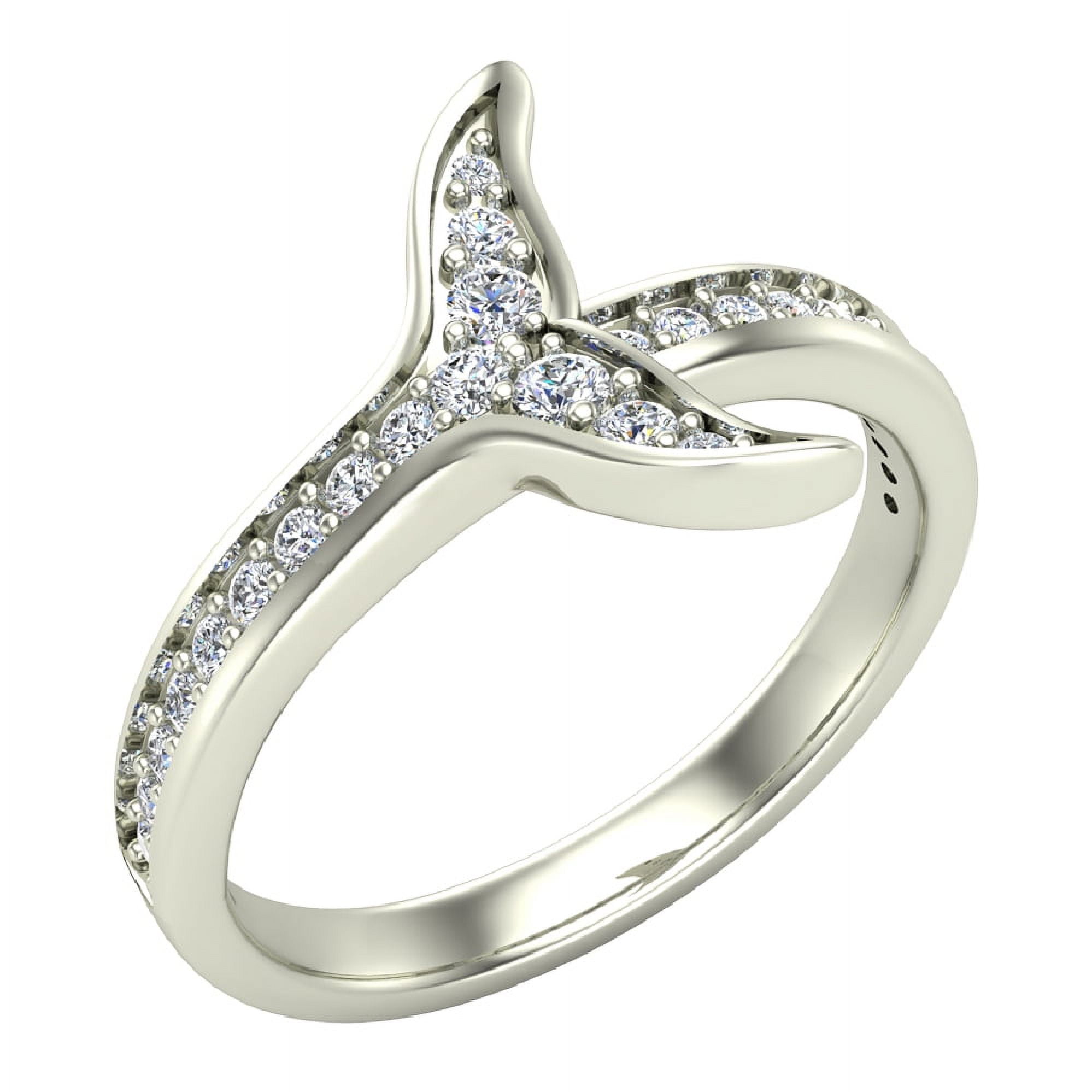 0.26 ct tw Fish-Tail Design Shank Eternity Band Wedding Ring 14K White ...