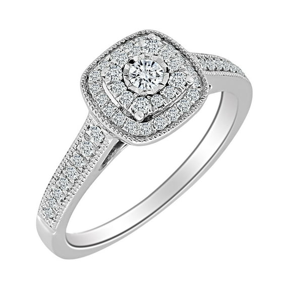 AFFY 0.29 Carats Round Shape White Natural Diamond Halo Engagement ...