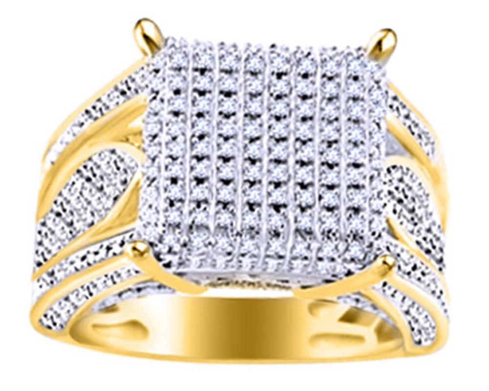 AFFY 0.29 Ct Round White Natural Diamond Square Frame Engagement Ring ...