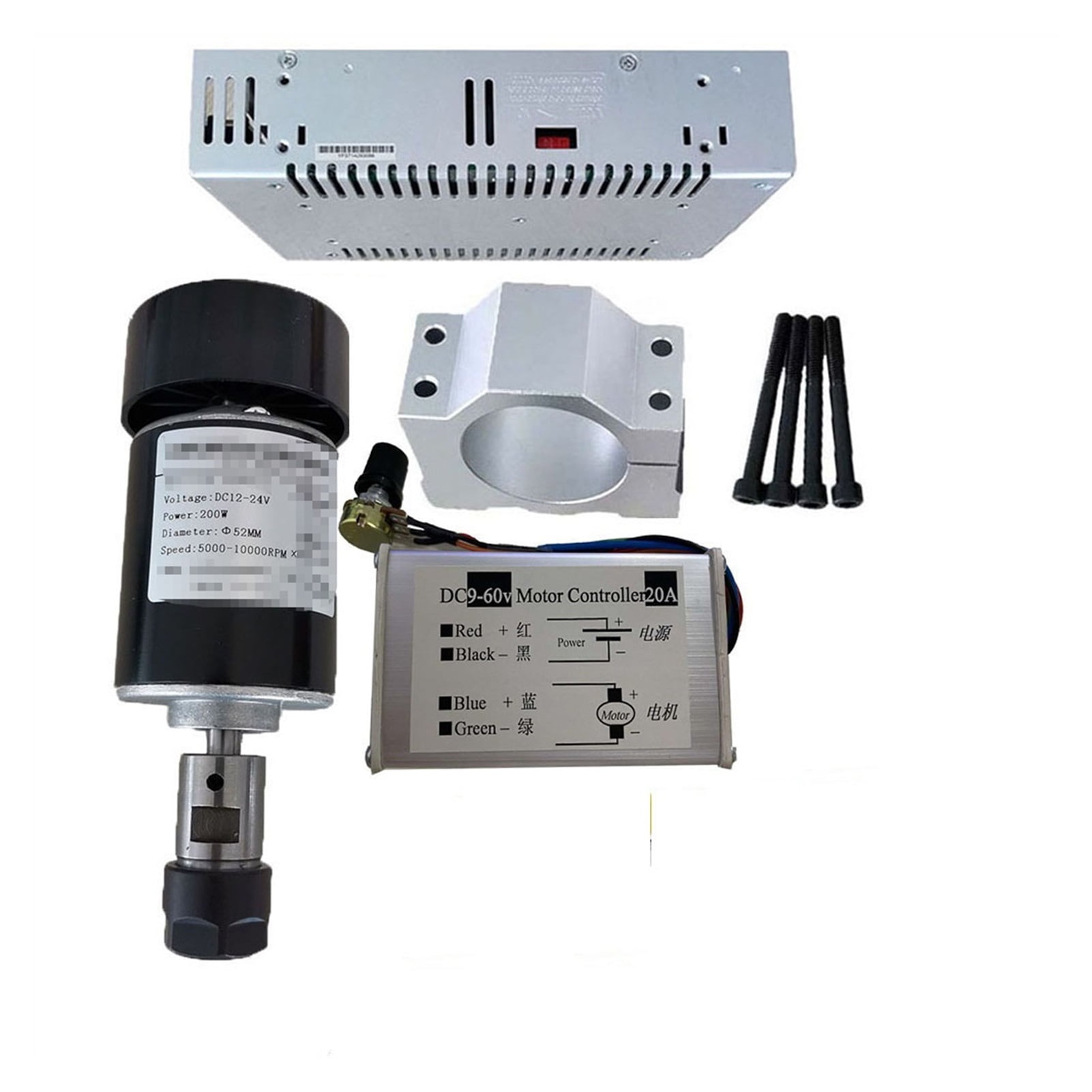 0.2kw Air cooled spindle ER16 chuck CNC DC 24V 10000RPM 200W Spindle ...