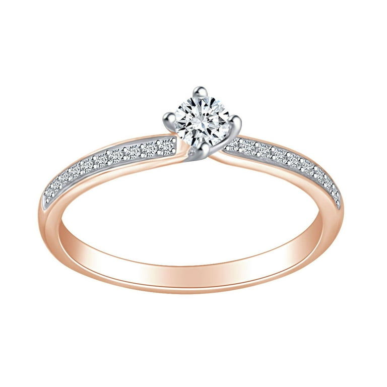 authorized dealers Rose Gold Round Diamond Ring Size 9