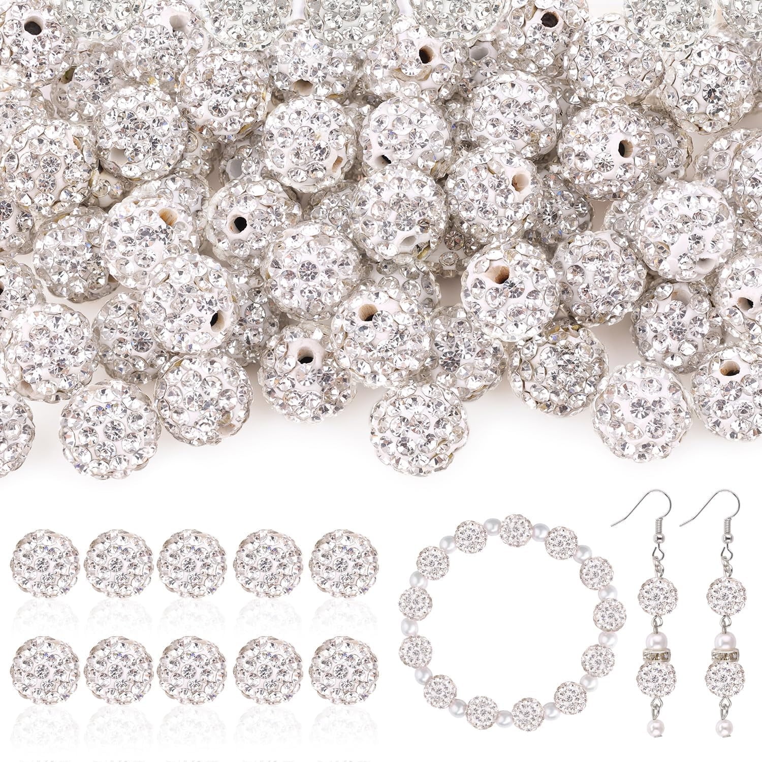 0.3 in Rhinestone Beads,Polymer Clay Beads,Shiny Clay Beads,Bulk Round ...