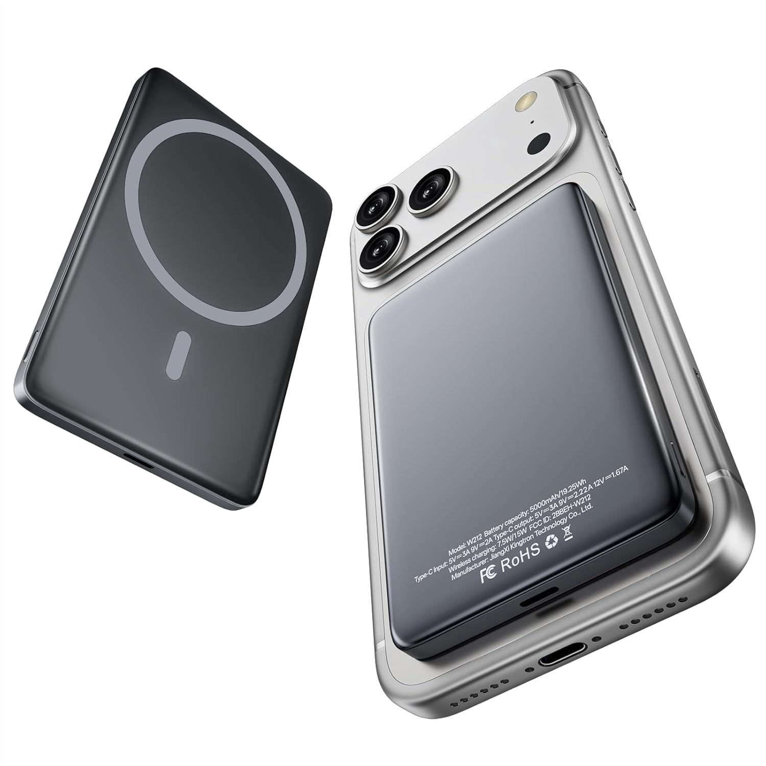 0.3" Ultra Slim [Alloy-Made] [Credit Card] Magsafe Portable Charger for ...