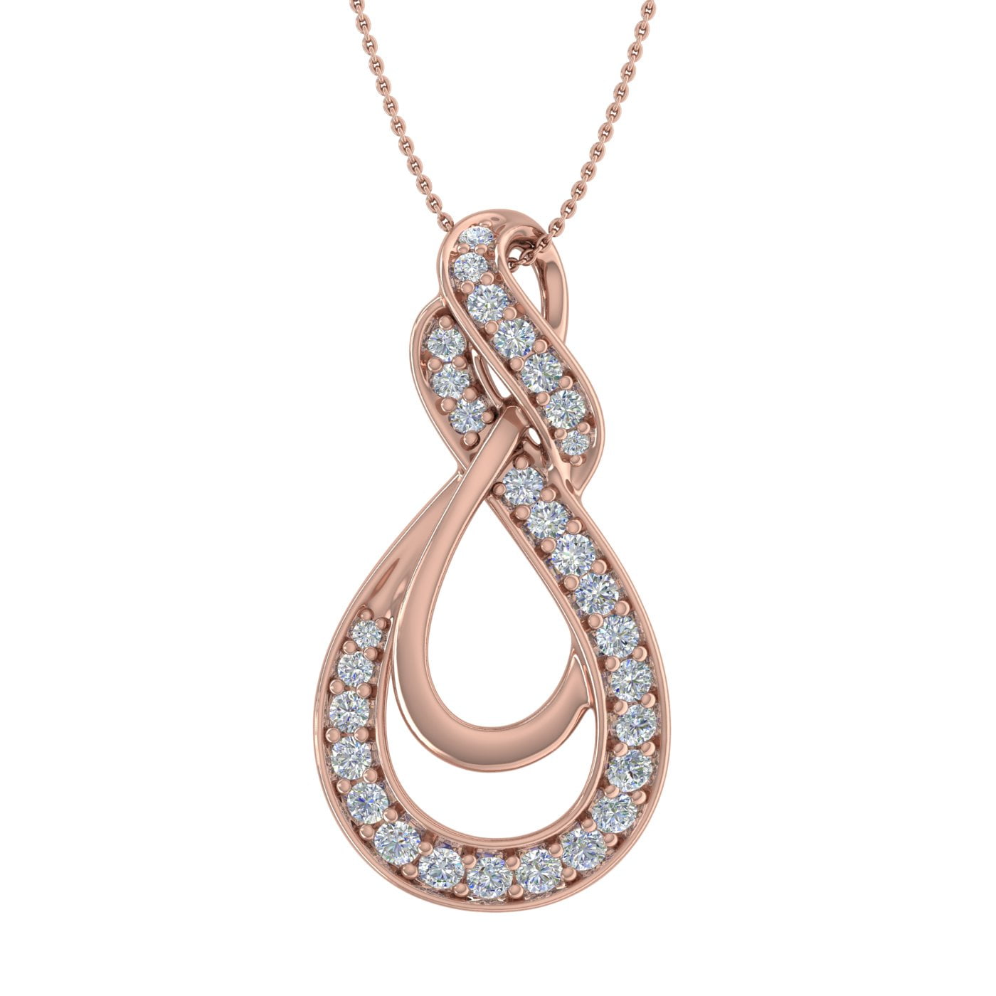 0.30 Carat Diamond Drop Shaped Infinity Pendant Necklace in 10K Rose ...
