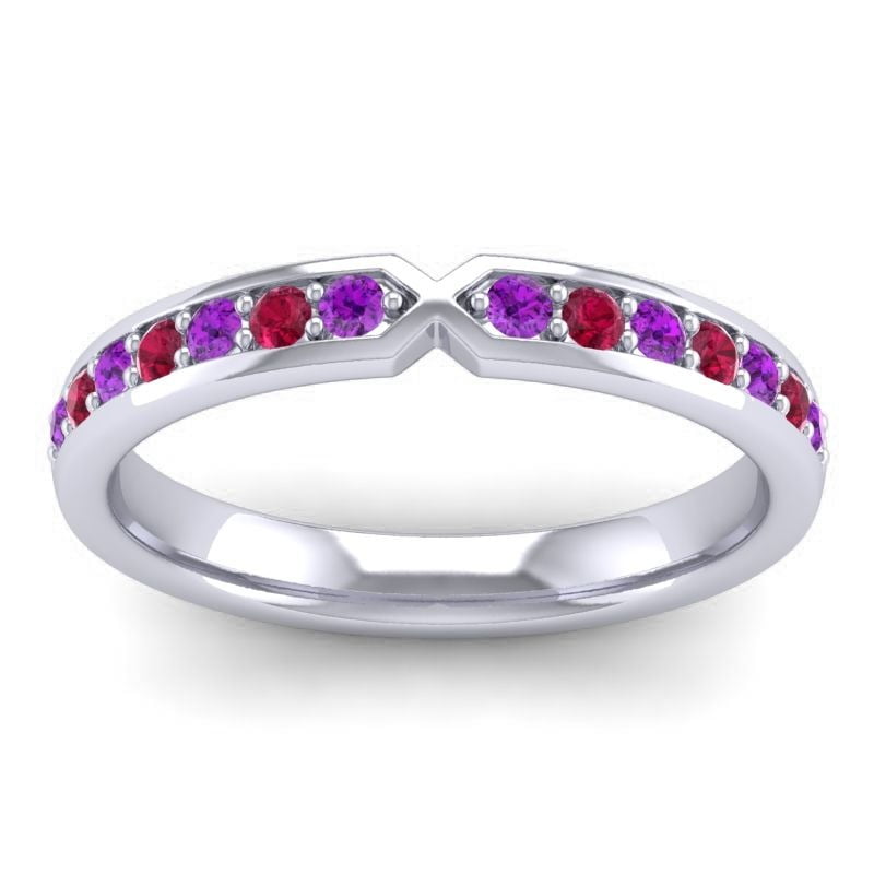 0.30 Carat Fancy Round Cut Amethyst & Red Ruby Gemstone Wedding ...