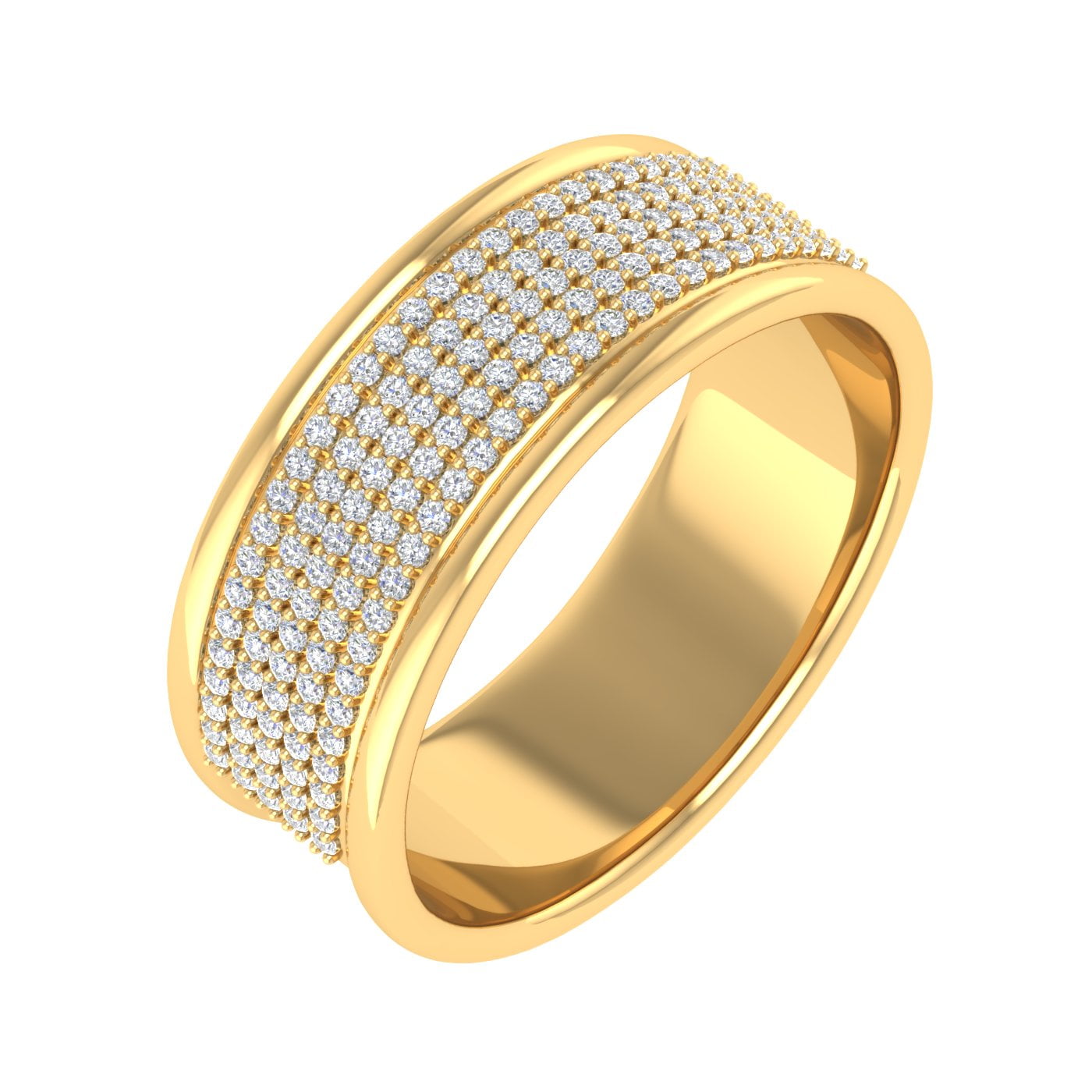 0.30 Carat Round Diamond Wedding Band Ring in 10K Yellow Gold (Ring ...