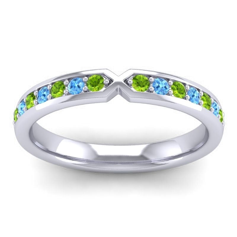 0.30 Carat Shiny Round Cut Peridot & Blue Topaz Gemstone Engagement ...