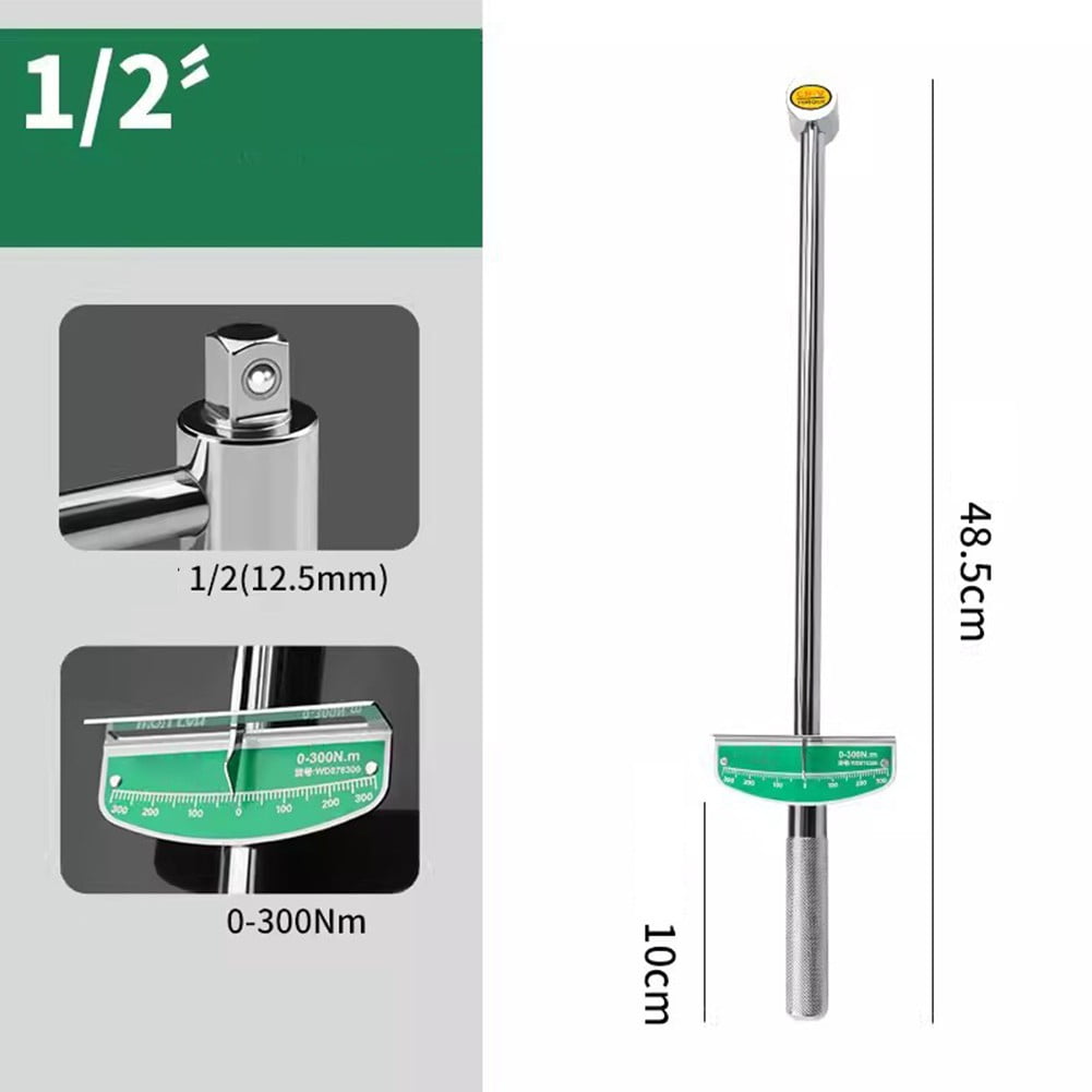 0-300N.M 1/2inch Drive Beam Torque Wrench Instrument Pointer Type ...