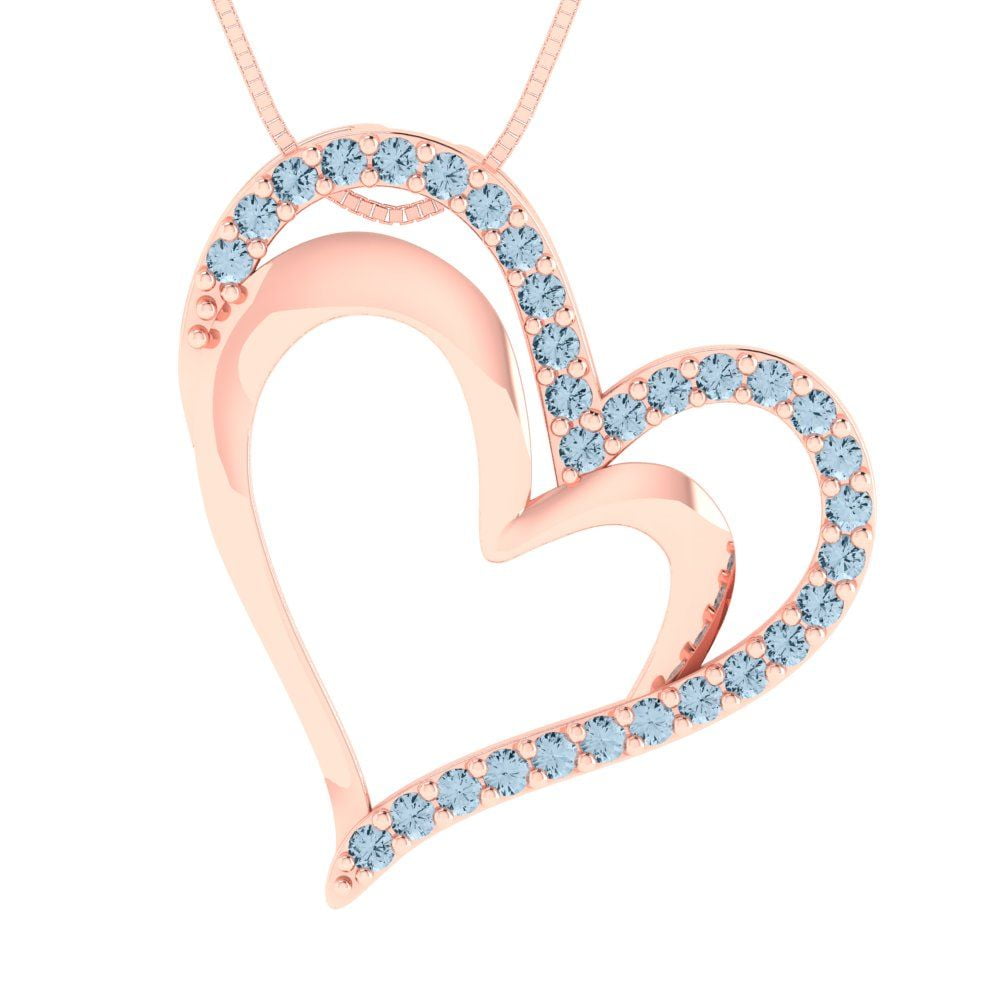 0.31 cctw Simulated Blue Diamond Rose Gold Plated Pendant with 16" Box ...