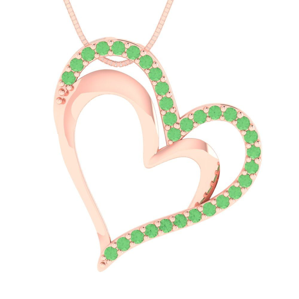 0.31 cctw Simulated Green Diamond Rose Gold Plated Pendant with 18" Box ...