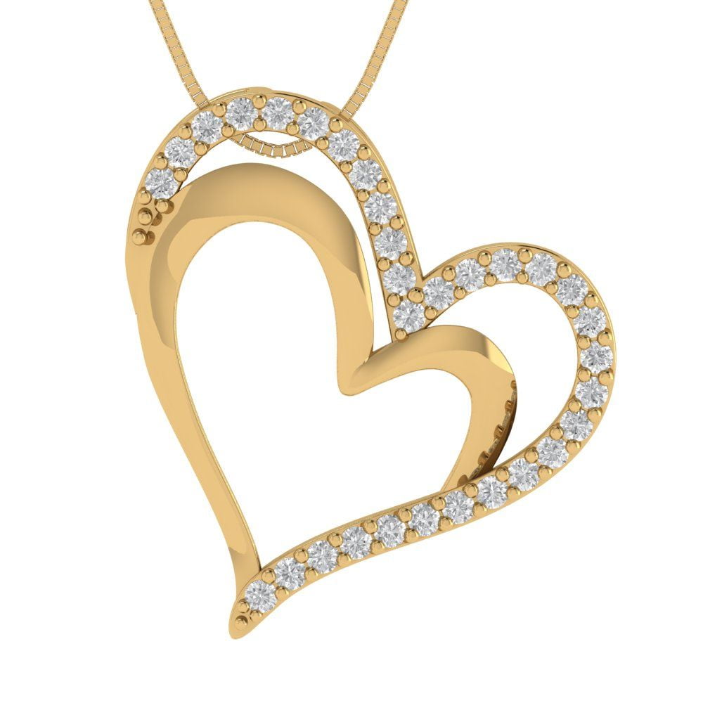 0.31 cctw White Sapphire Yellow Gold Plated Pendant with 16" Box Chain ...