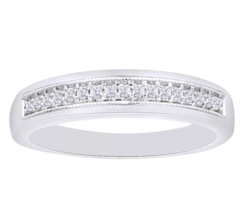 AFFY (0.33 cttw) Round Shape White Natural Diamond Men's Wedding Band ...