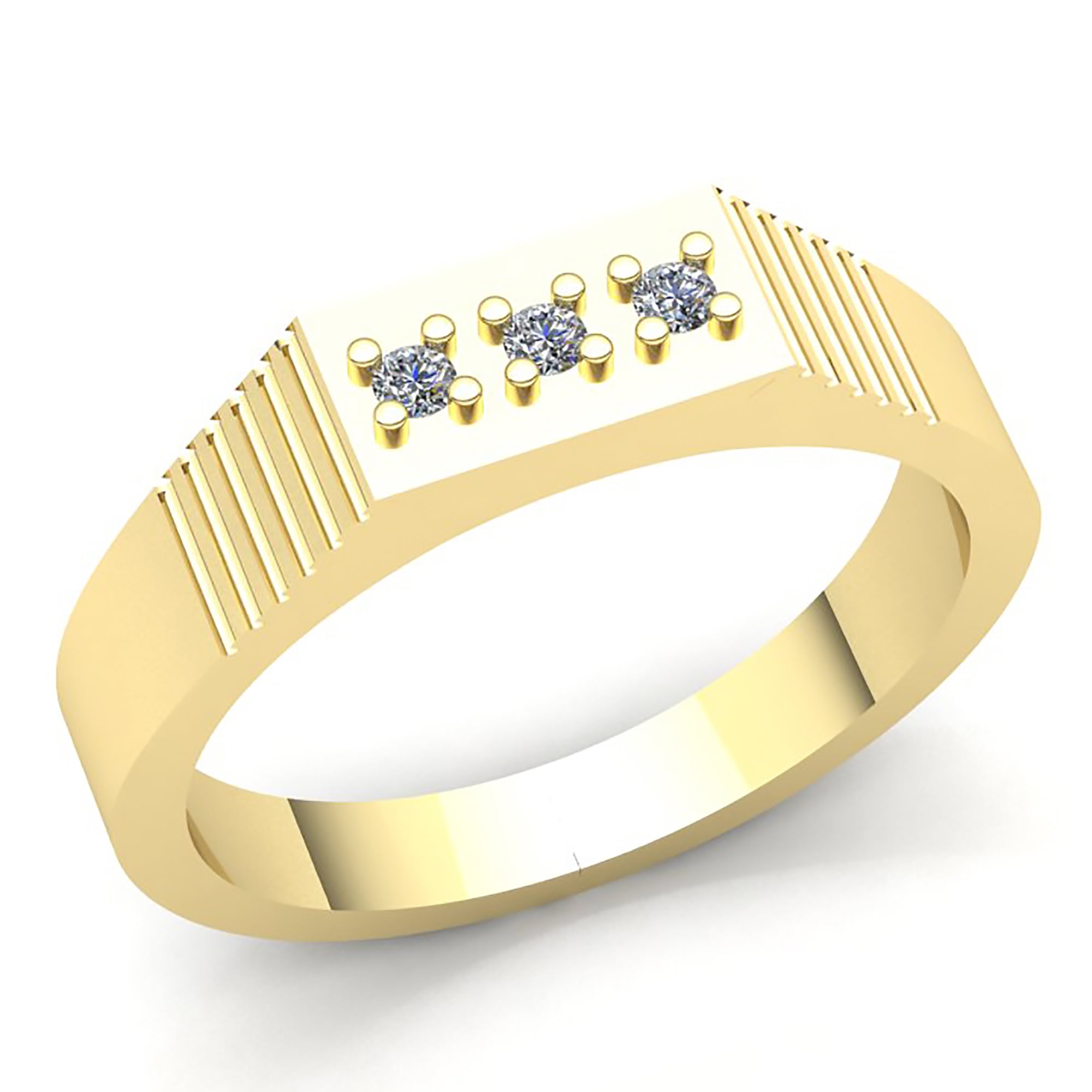 0.33ct Round Brilliant Cut Mens Classic 3-Stone Anniversary Engagement Ring Solid 14K Rose ...