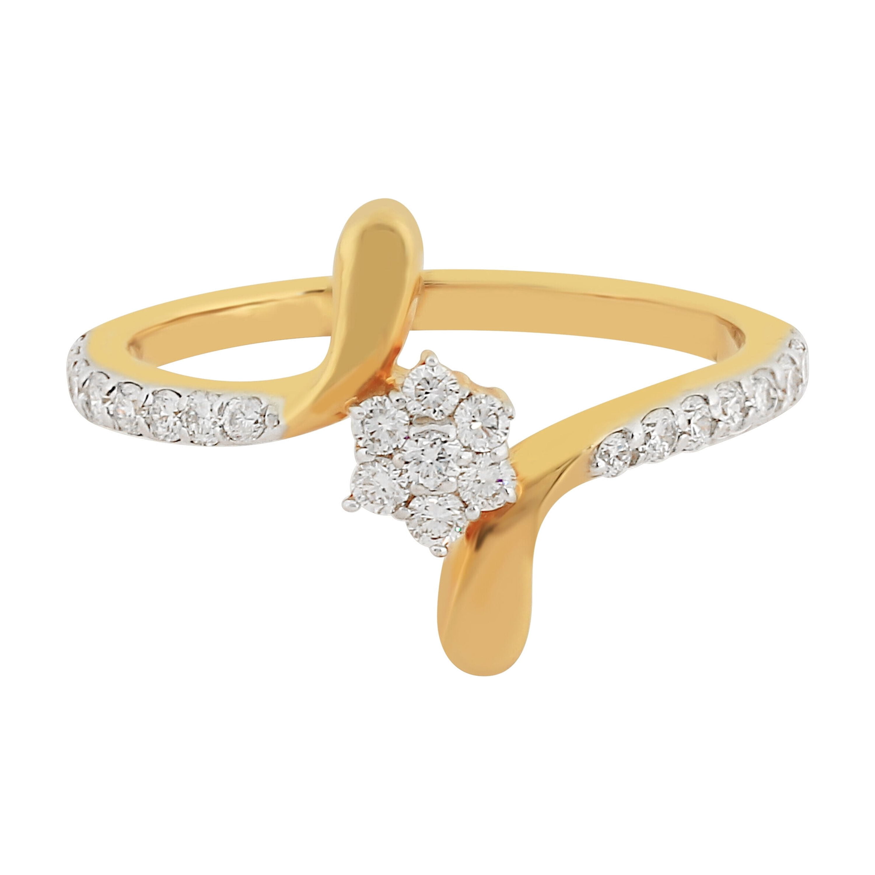 0.35 Ct. IGI Certified Natural Diamond 18k Yellow Gold Flower Ring For ...