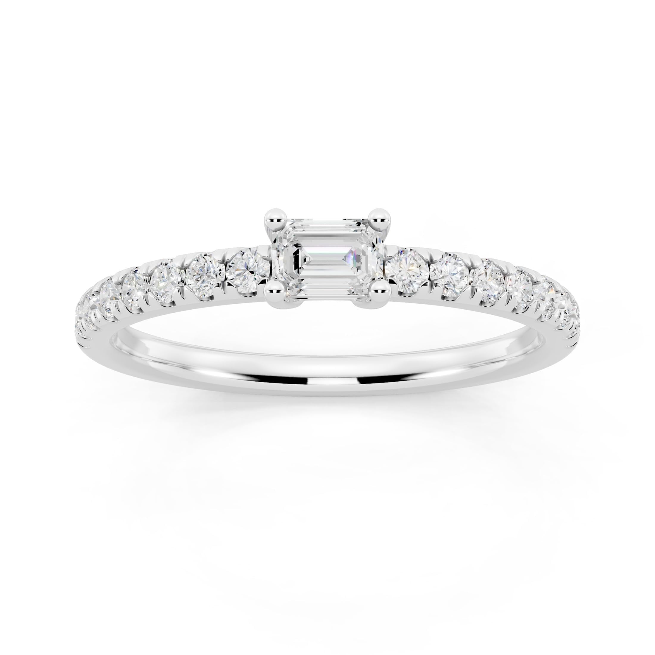 0.37 Carat Baguette Wedding Bands Ring for Women 14K White Gold Plated ...