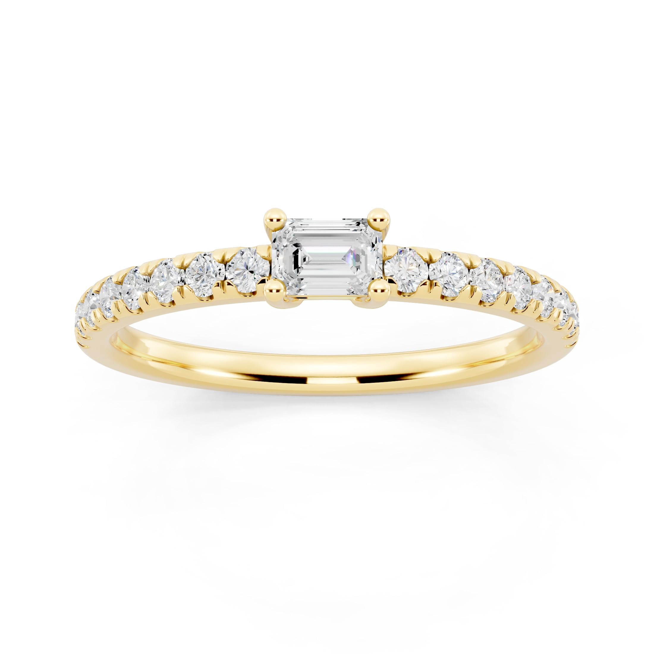 0.37 Carat Baguette Wedding Bands Ring for Women 14K Yellow Gold Plated ...