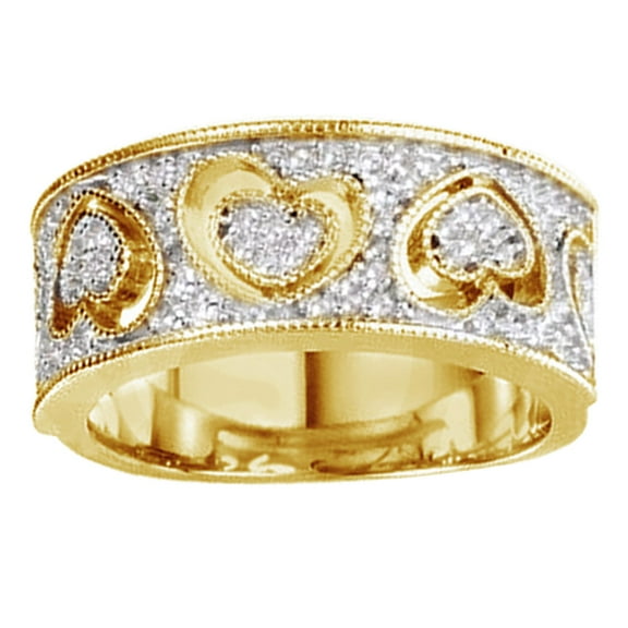 AFFY 0.75 Ct Round Shape White Diamond Etruscan Anniversary Band Ring ...