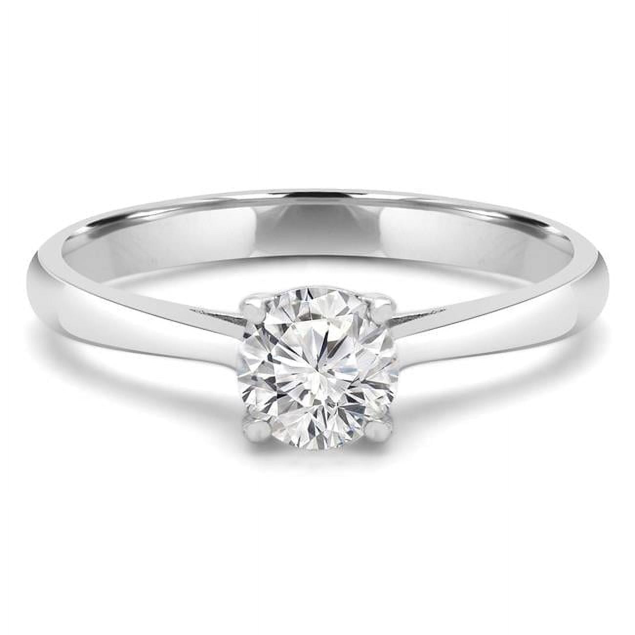 0.38 CT Round Diamond 4-Prong Solitaire Engagement Ring in 14K White Gold - Size 9 - Walmart.com