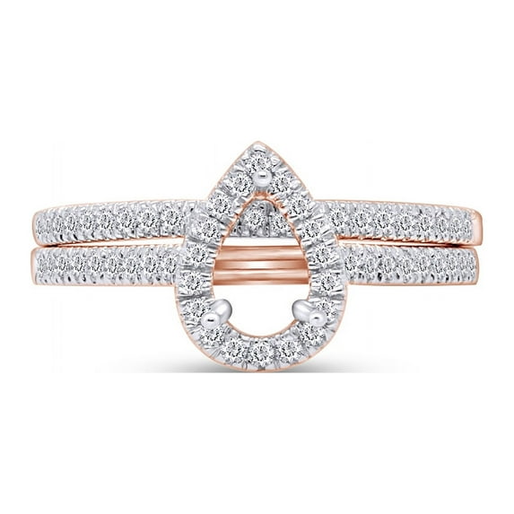 AFFY 0.38 Carat Pear & Round Shape White Natural Diamond Semi Mount ...