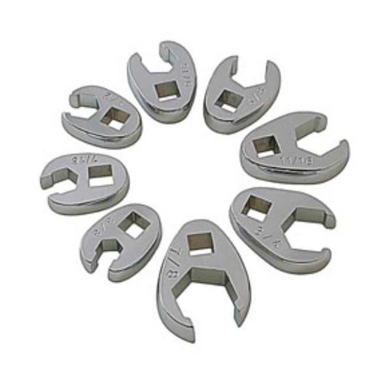 0.38 in. Drive Fully Polished SAE Flare Nut Crowfoot Wrench Set - 8 ...