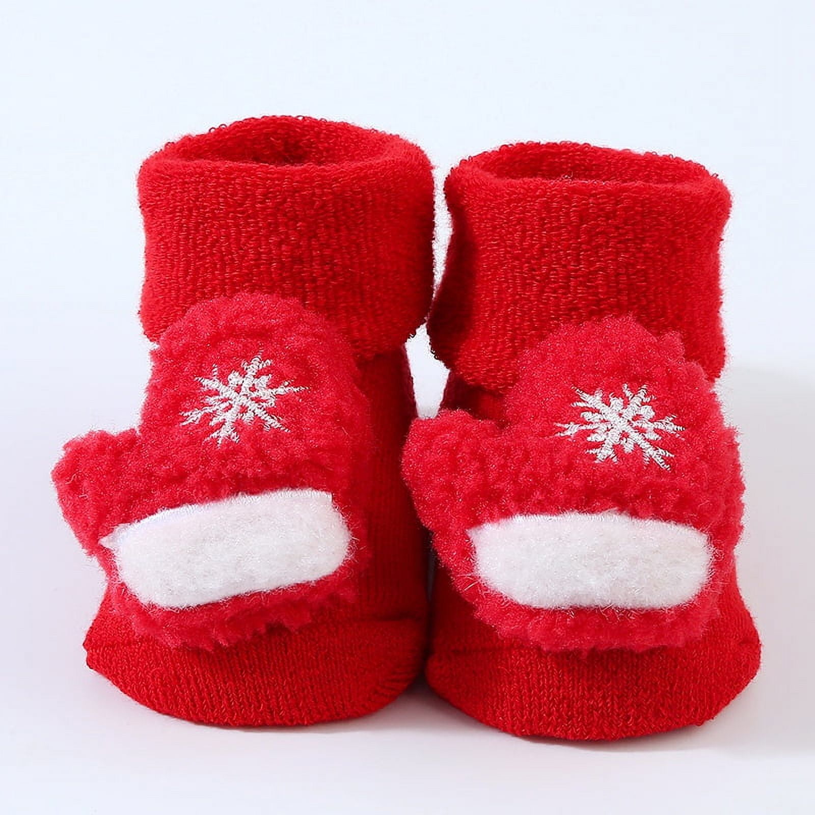 0-3T Winter Baby Sock Winter Cartoon Elk Tree Christmas Red Thick Warm ...