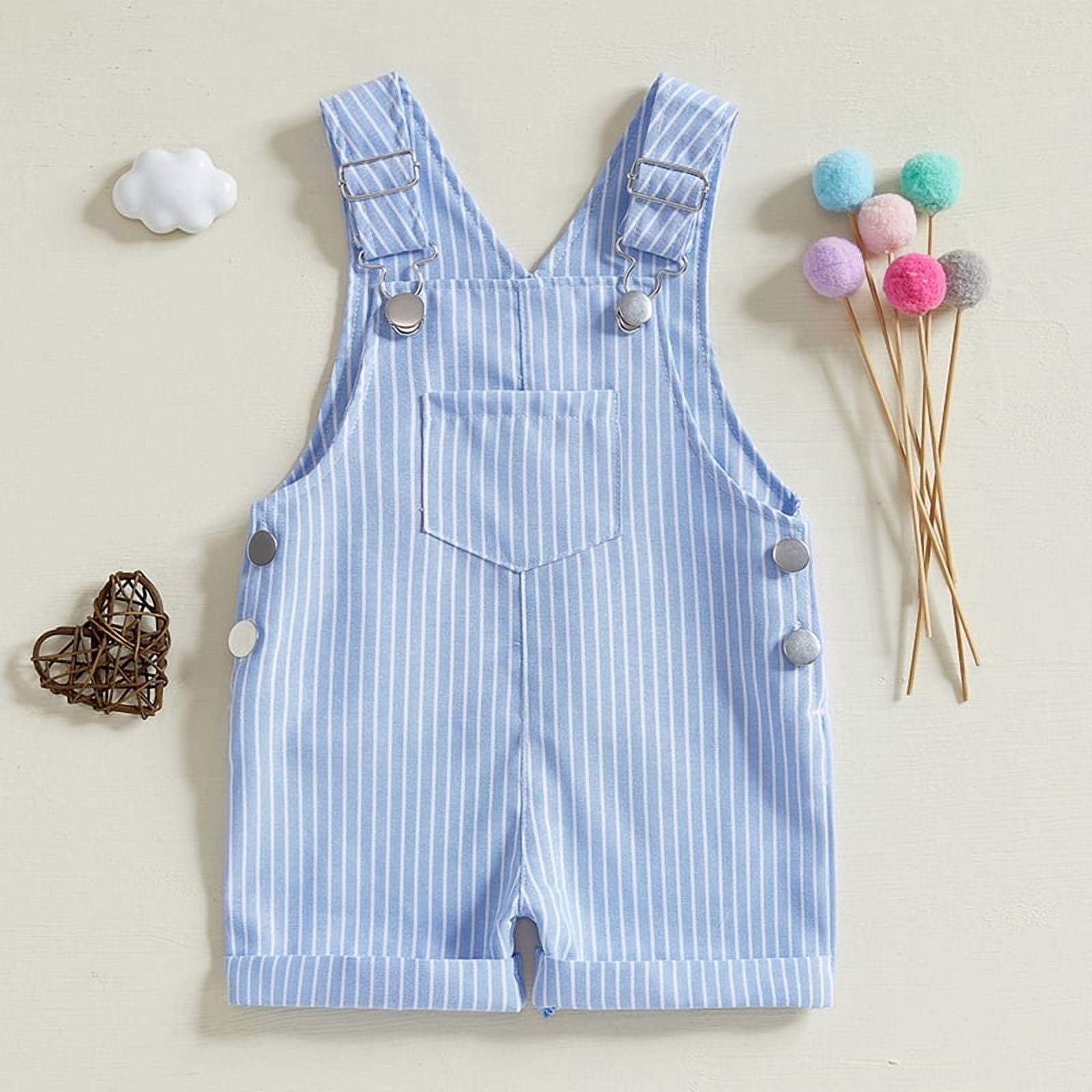 0-3Years Baby Boys Girls Summer Romper Stripe Printed Suspender ...