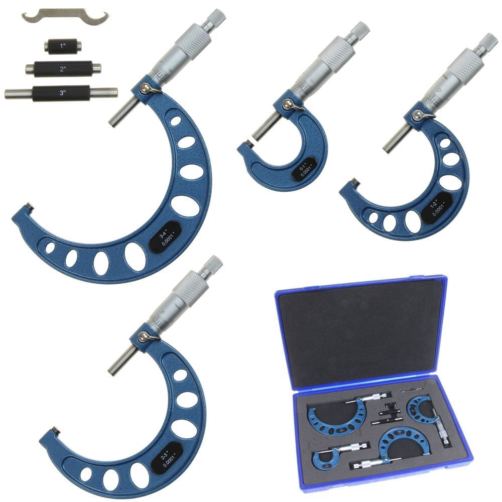0-4/0.0001" Premium Outside Micrometer Set Machinist Tool Precision ...