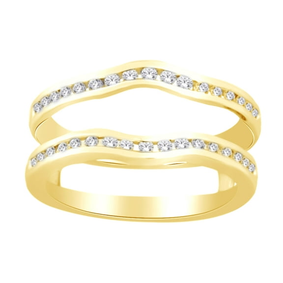 AFFY Round Shape White Diamond Ring Guard Enhancer In 14K White Gold (0 ...