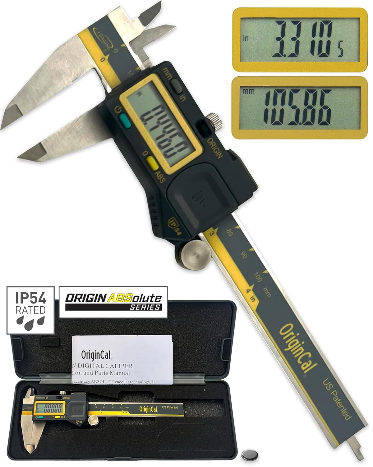 0-4" Digital Caliper, IP54 Stainless Steel, SPC/USB Output Port, Inch ...