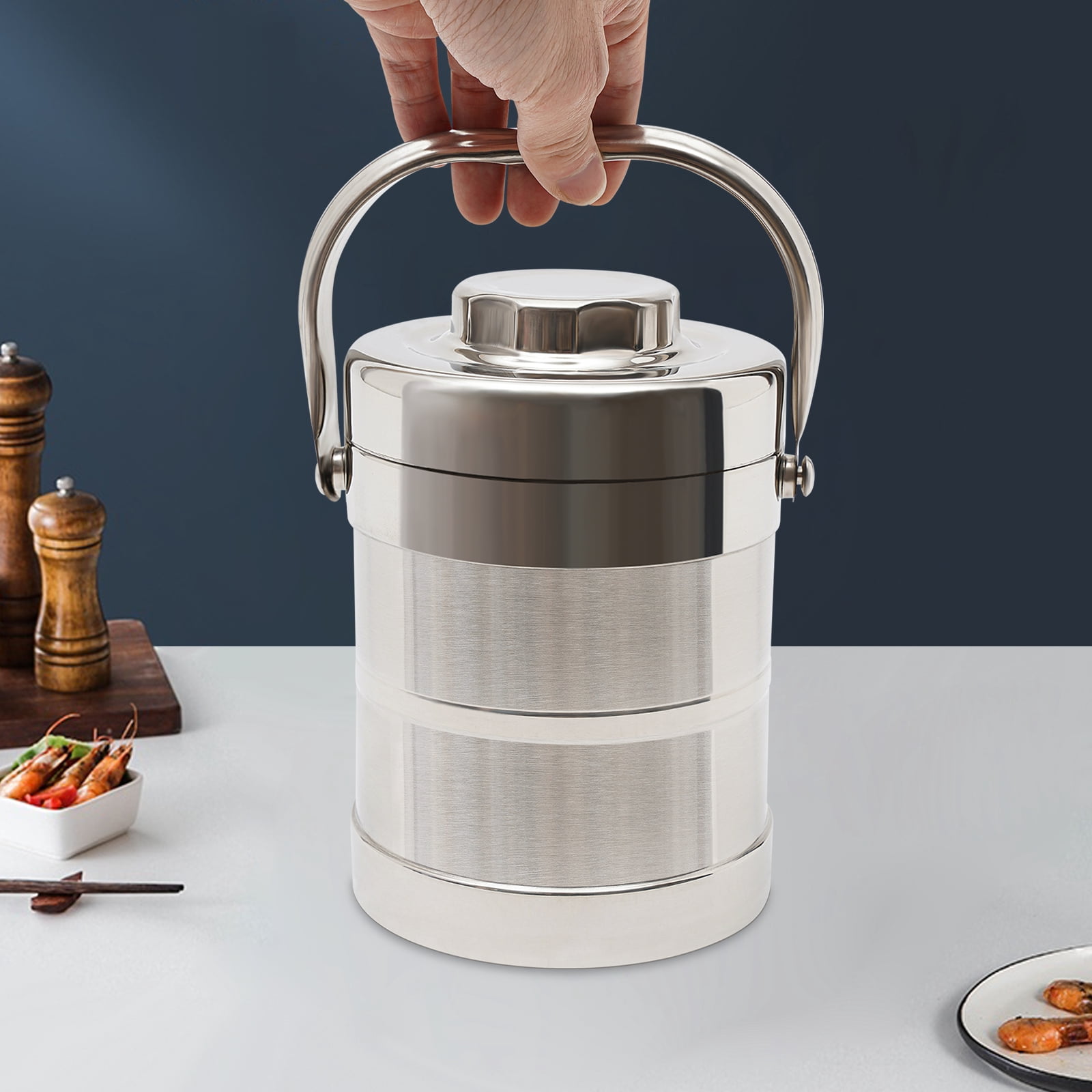 0.4 Gallon 3-Compartment Insulated Lunch Box 3 Hour Heat Retention ...