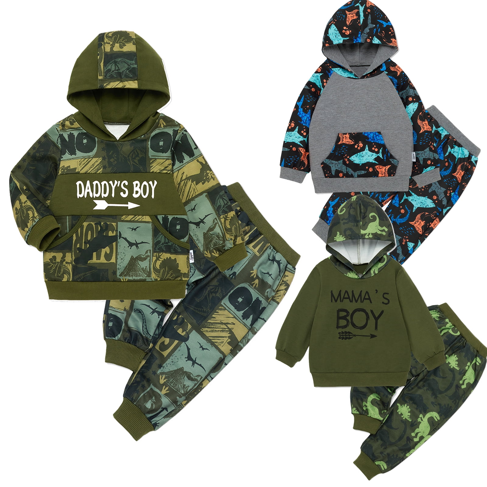 0-4 Years Toddler Baby Boy Clothes Long Sleeve Hooded Pullover Tops Sweatshirt + Pants 2Pcs ...