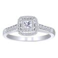 AFFY 0.40 Carat (Ctw) Princess & Round Shape White Natural Diamond Halo ...