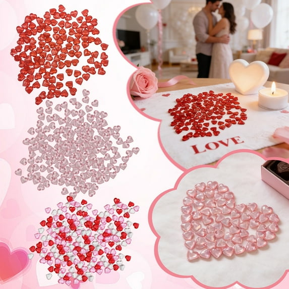 0.40" Valentine's Day Acrylic Red Heart Pendants Wedding DIY Craft ...