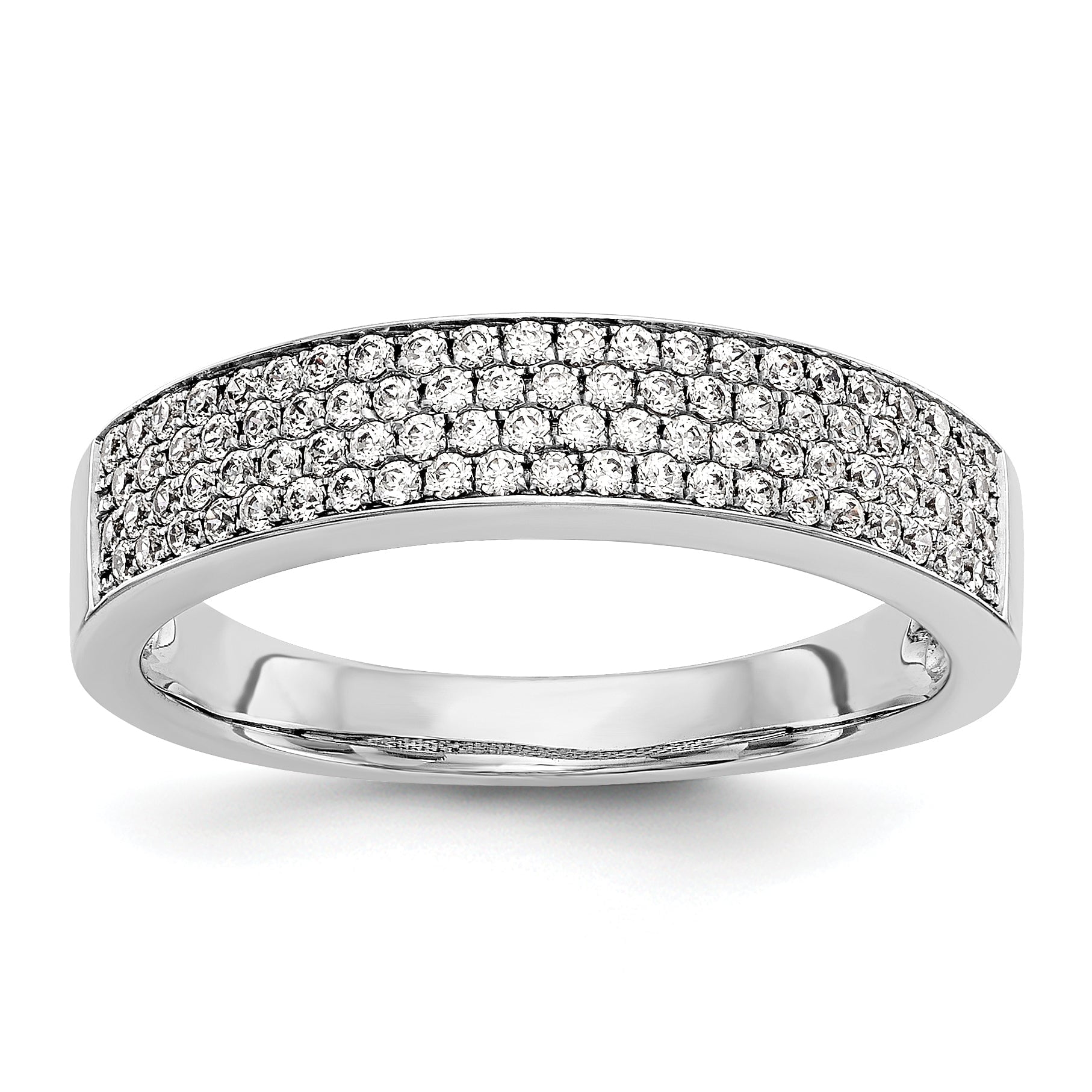 0.43ct. CZ Solid Real 14K White Gold Micro Pave Wedding Band Ring - Walmart.com
