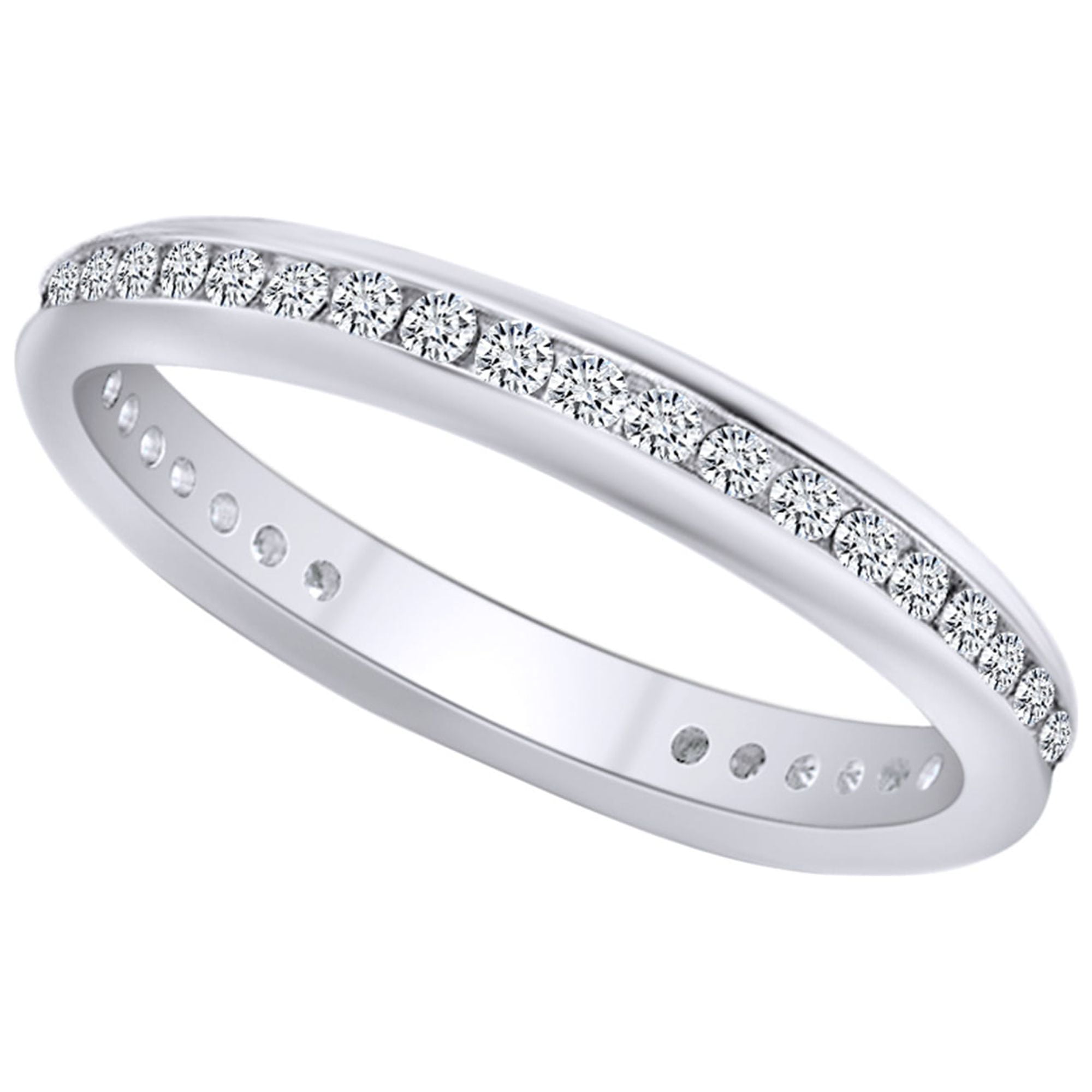 AFFY 0.45 Carat (Cttw) Round Shape White Natural Diamond Full Eternity ...