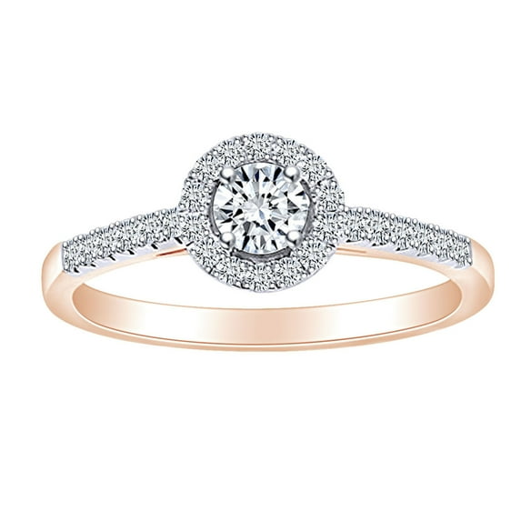 AFFY 0.45 Carat (Ctw) Round Shape White Natural Diamond Halo Cluster ...