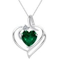 0.45 Carat Heart Shape Emerald Diamond Pendant Necklace for Women with ...