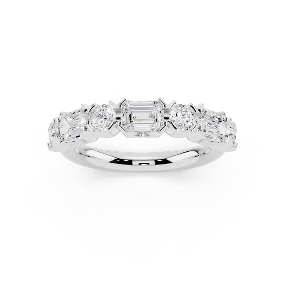 0.45 Cttw Baguette & Roud Moissanite Eternity Wedding Bands Ring for ...