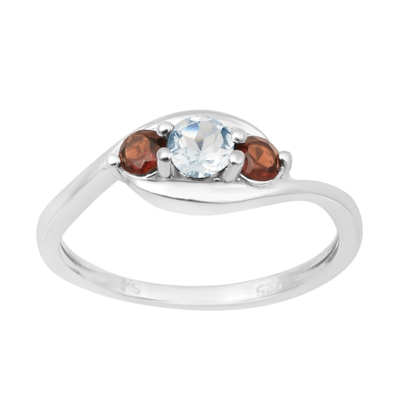 0.45 Ctw Oval Shape Swiss Blue Topaz Gemstone 925 Sterling Silver Three ...