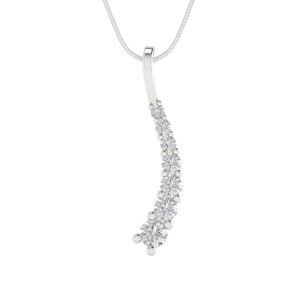 0.465 cctw Moissanite White Gold Plated Pendant with 16" Box Chain (3 ...