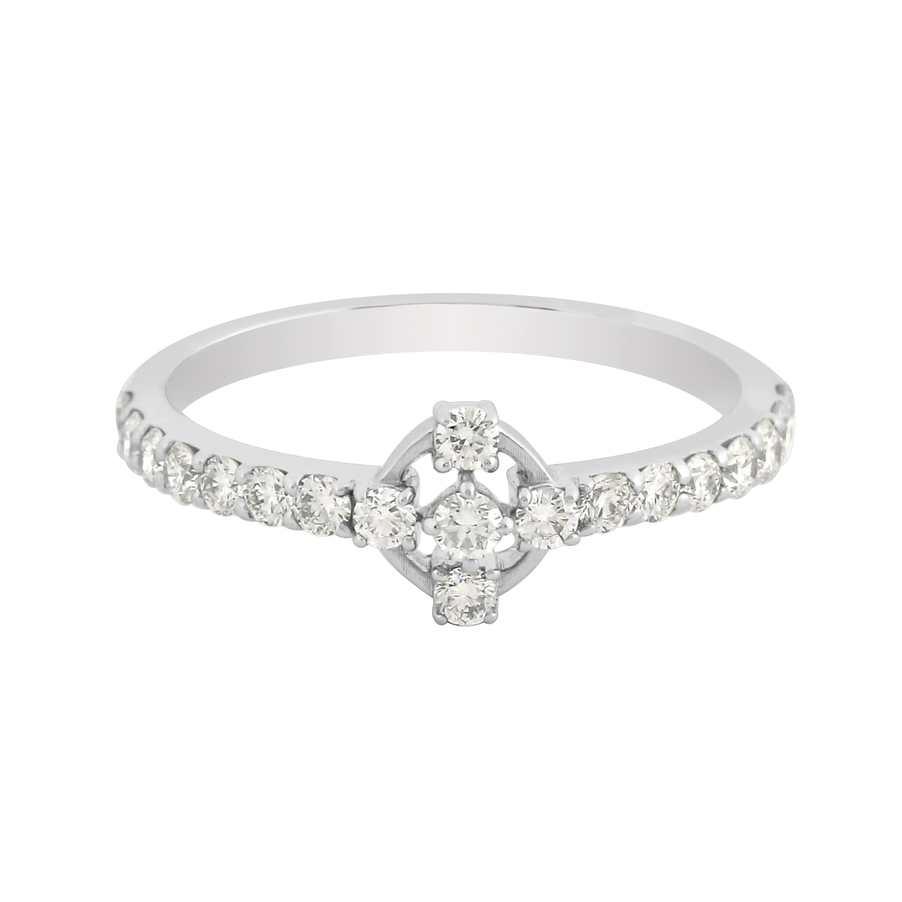 0.47 Ct. IGI Certified Natural Diamond 18k White Gold Cluster ...