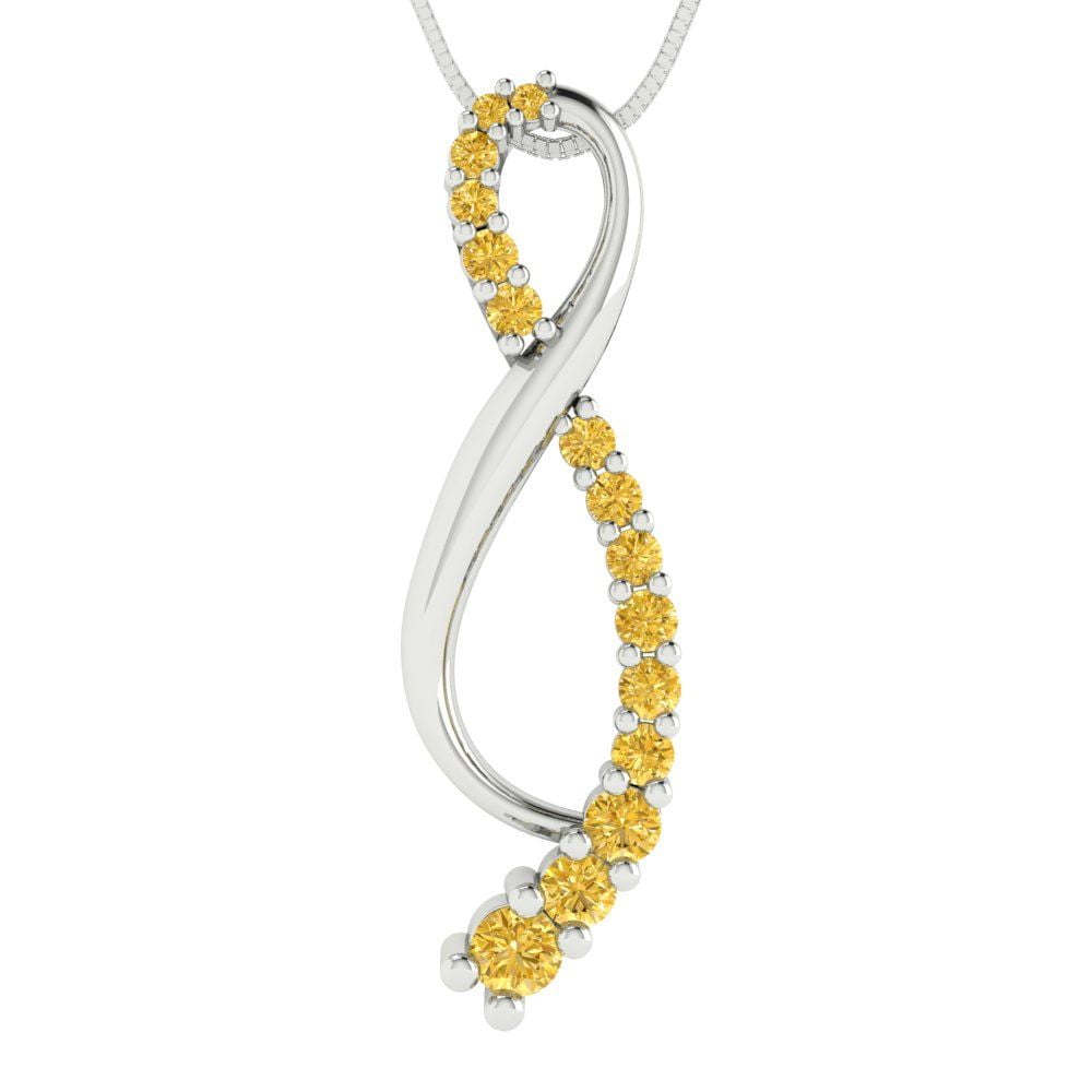 0.47 ct Brilliant Round Cut Natural Citrine 14k White hypoallergenic ...