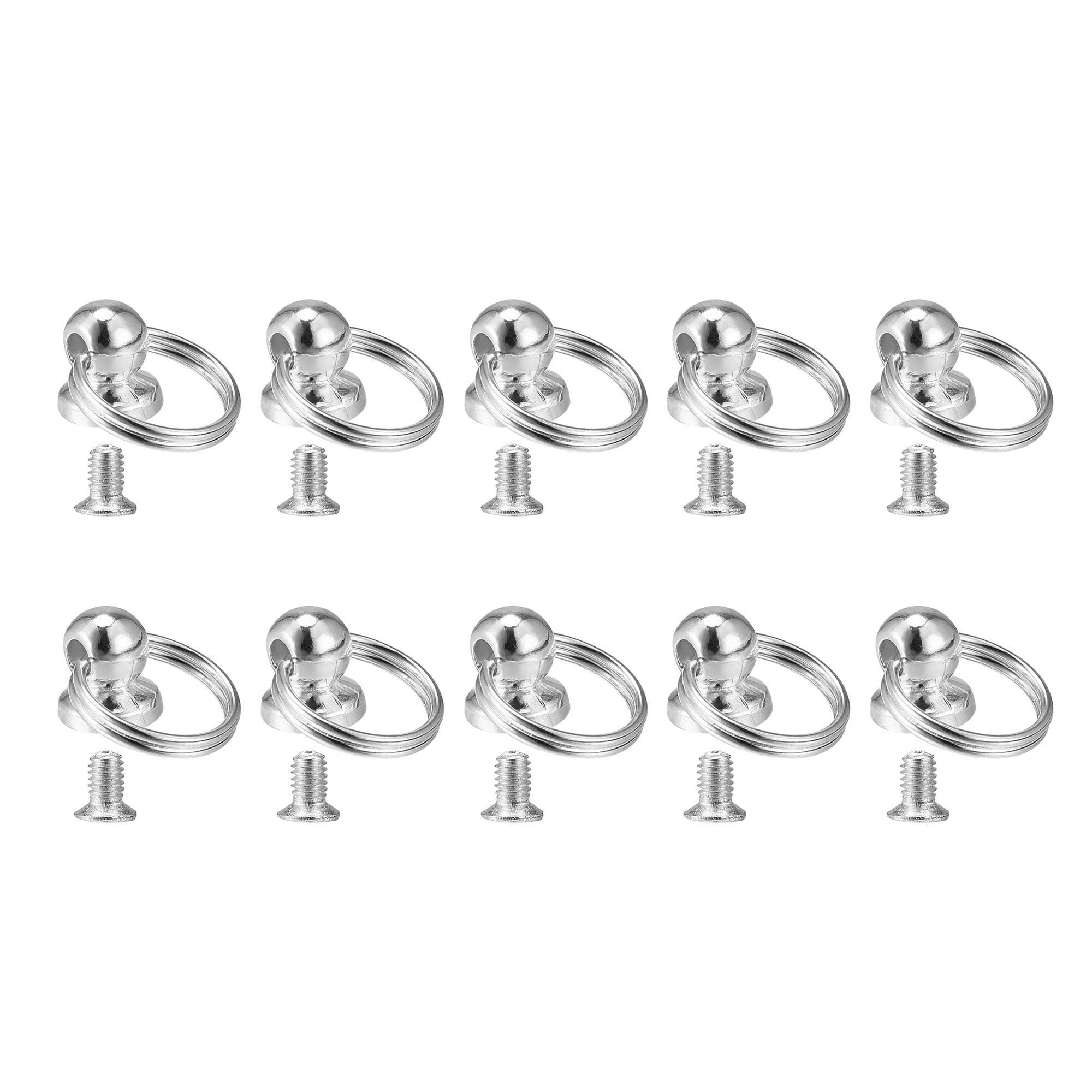 0.47-inch Round Head Button Stud Rivets Screw Back Rivet Silver Tone 10 ...