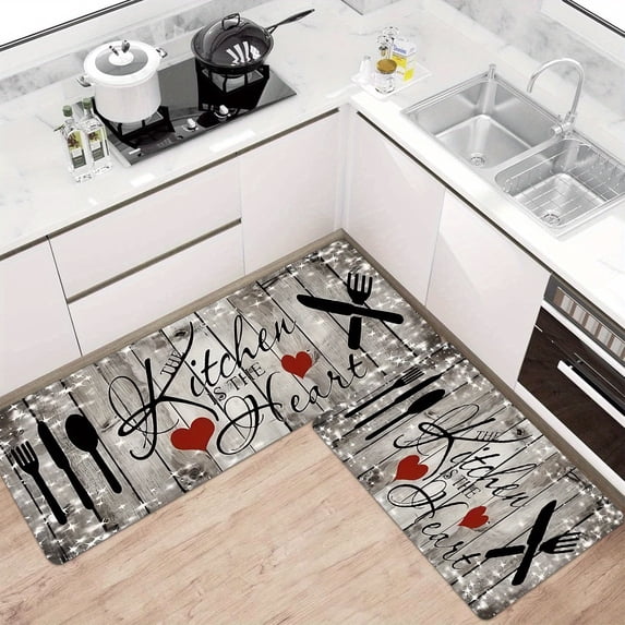 0.47inch Thick Premium Flannel 1pc, Farmhouse Kitchen Rug - Non-Slip ...
