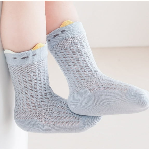[0-5] Age Group's Cute Printed Mid-Calf Socks Lace Trim & Mesh Panels ...